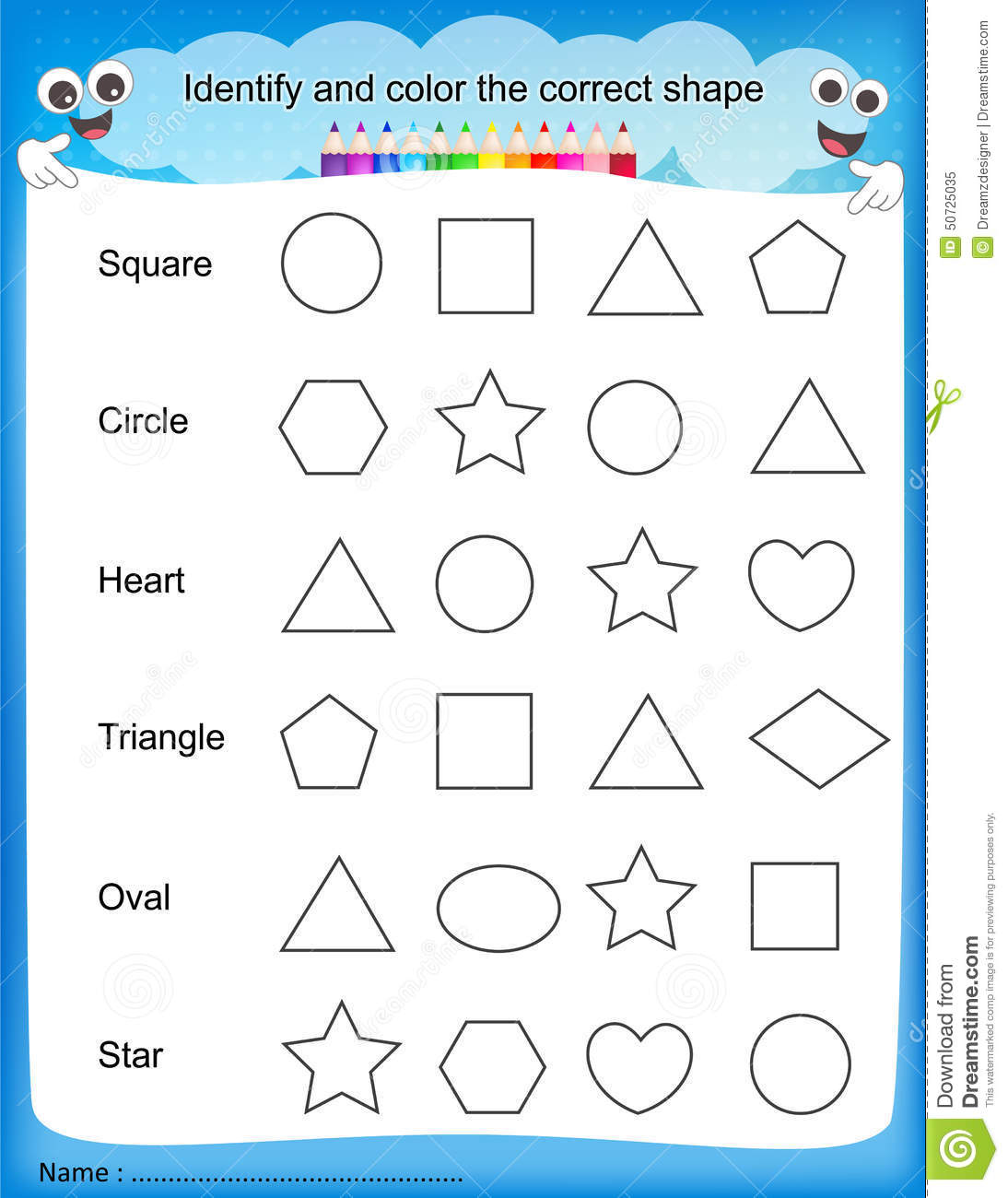 Shapes And Colors Worksheets For Kindergarten 801503 Free Worksheets