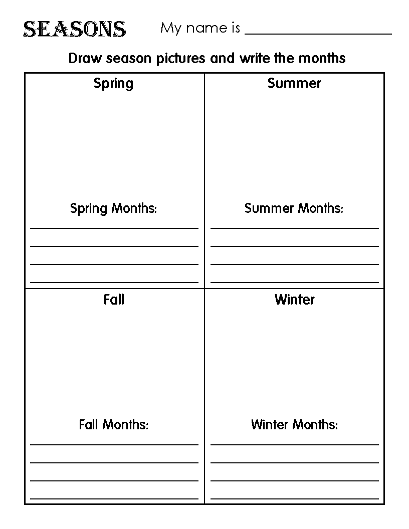 Spanish Seasons Worksheets