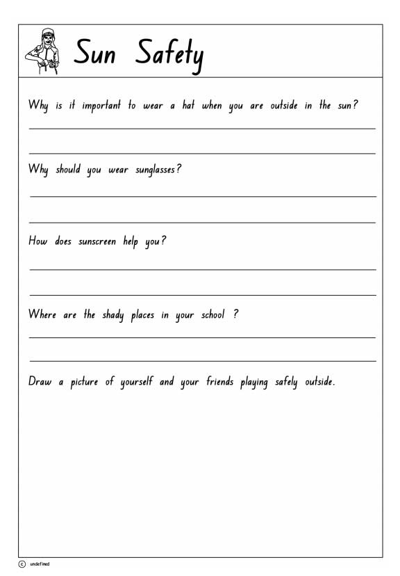 Sun Safety Printable 3, Health, Safety And Citizenship Skills | Free ...