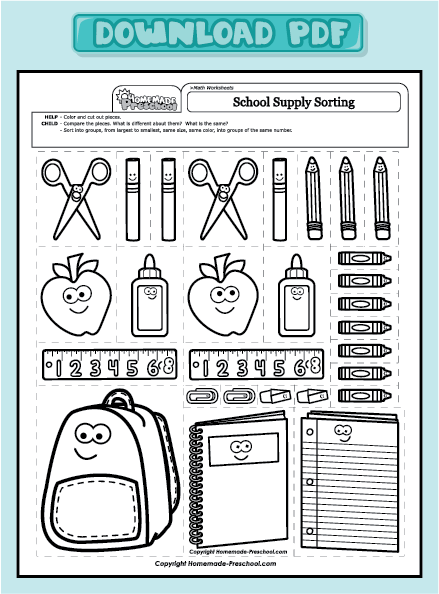 School Supplies School Supplies Preschool | Free Worksheets Samples