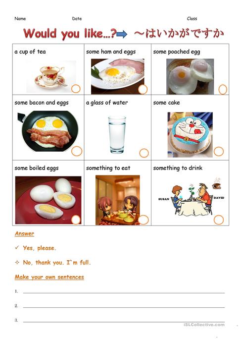 Would You Like Worksheets