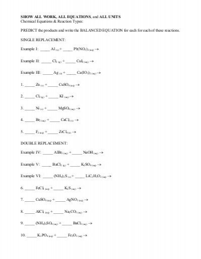 Single Replacement & Double Replacement Worksheet | Free Worksheets Samples
