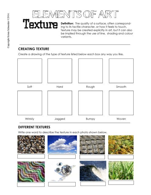 Texture Worksheet Example | Free Worksheets Samples