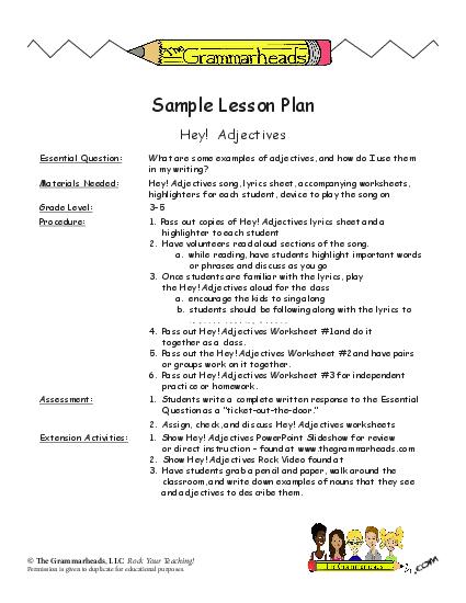 Adjectives Worksheet Packet And Lesson Plan | Free Worksheets Samples