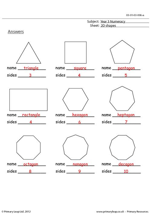 Area Of 2d Shapes Worksheets