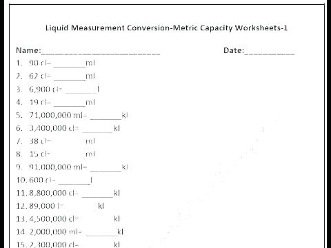 Metric Measurement Worksheets Middle School