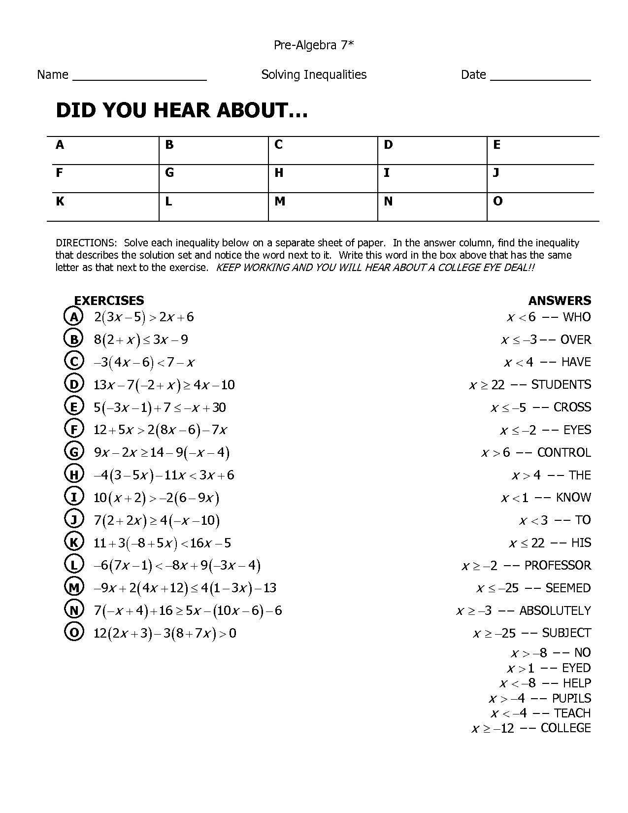 Did You Hear About Pizzazz Worksheets