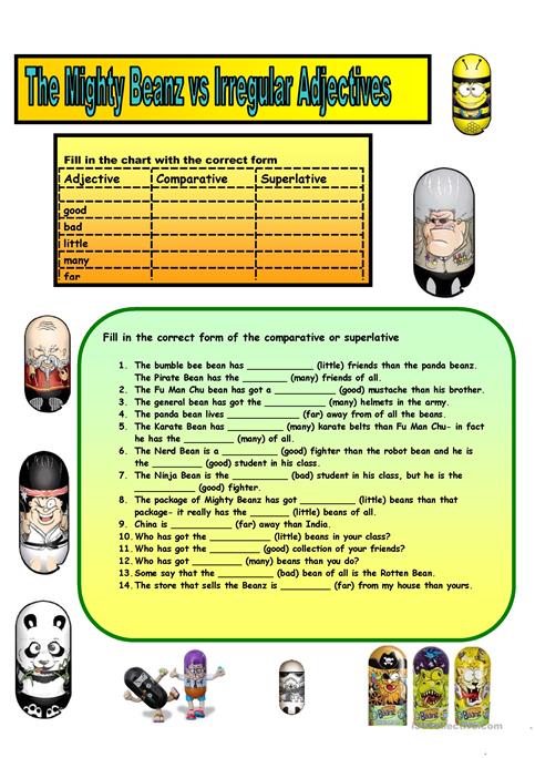 Irregular Adjectives Worksheet | Free Worksheets Samples
