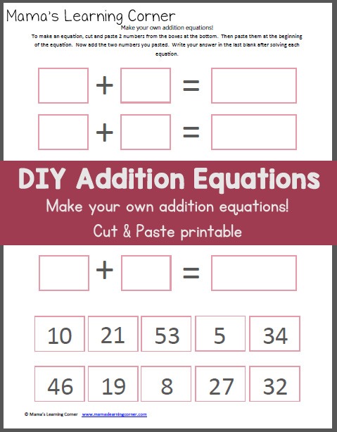 Addition Cut And Paste Worksheets