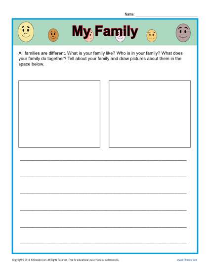 Kindergarten Worksheets Family