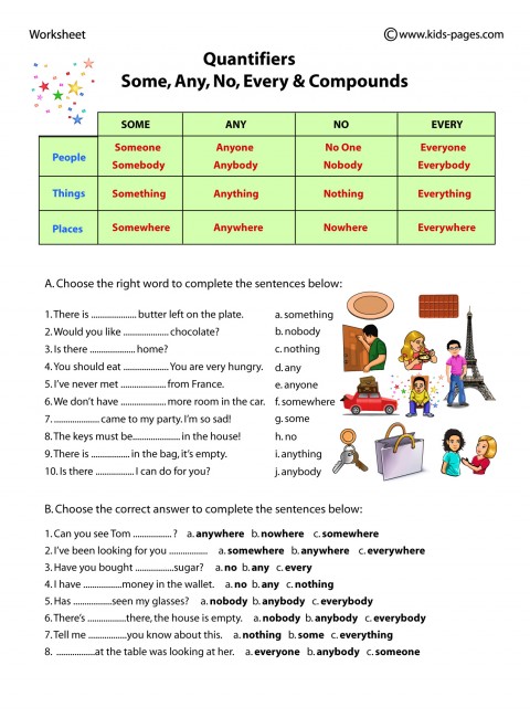 Some Any No Worksheets