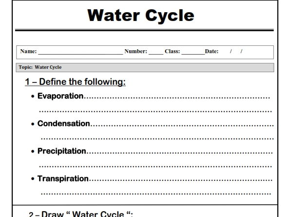4th Grade Water Cycle Worksheets