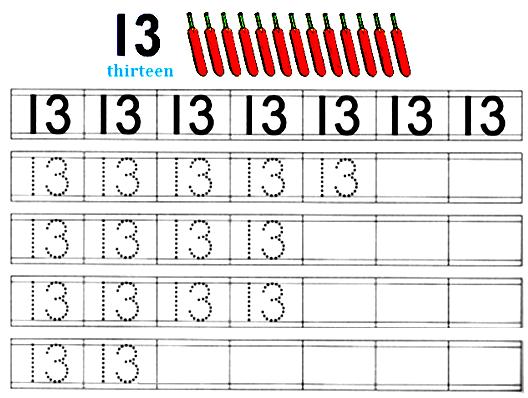 Number 13 Worksheets For Kindergarten