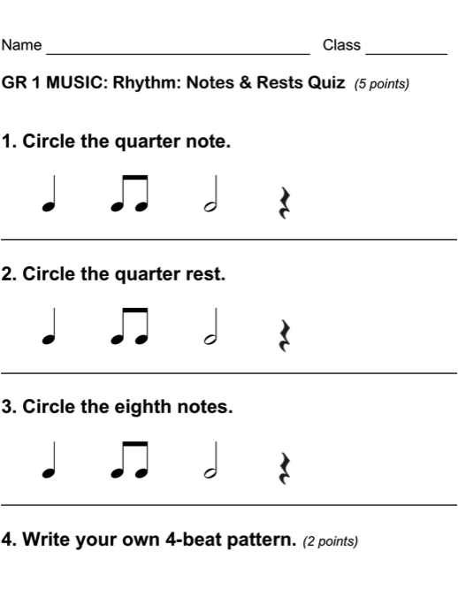 Beth’s Music Notes | Free Worksheets Samples