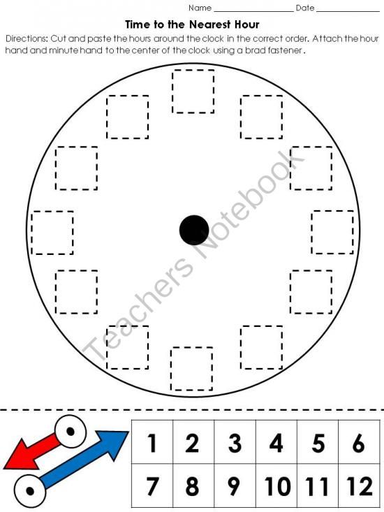 Cut And Paste Clock Worksheets