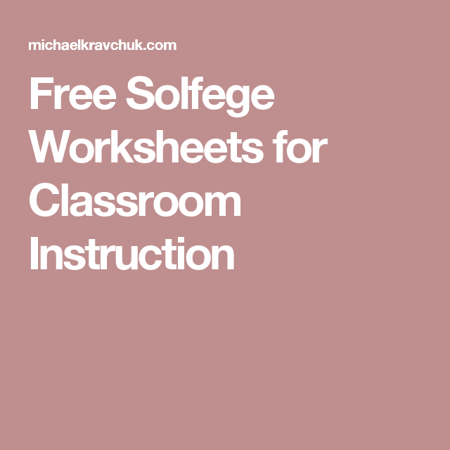 Free Solfege Worksheets