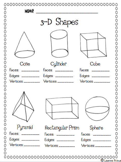 3D Shapes Worksheets Grade 2