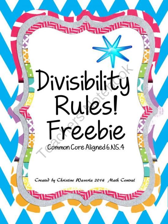 Divisibility Rules! Worksheet Freebie From Math Central On | Free ...
