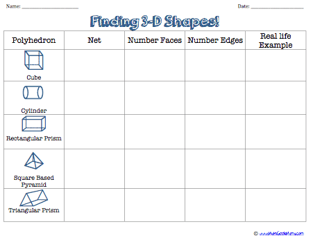 3D Shapes Worksheets Grade 2