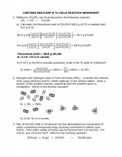 Limiting Reagents Worksheets