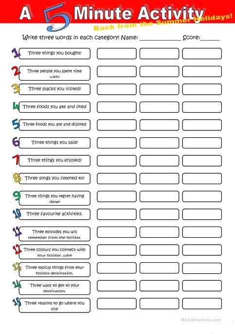 High School Esl Worksheets
