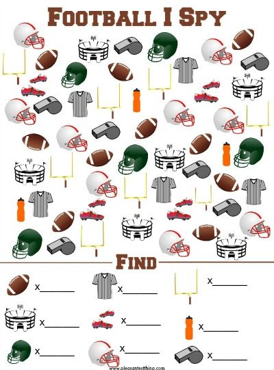 Football I Spy Printable Game | Free Worksheets Samples