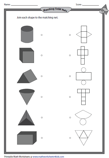 Matching Shapes And Nets | Free Worksheets Samples