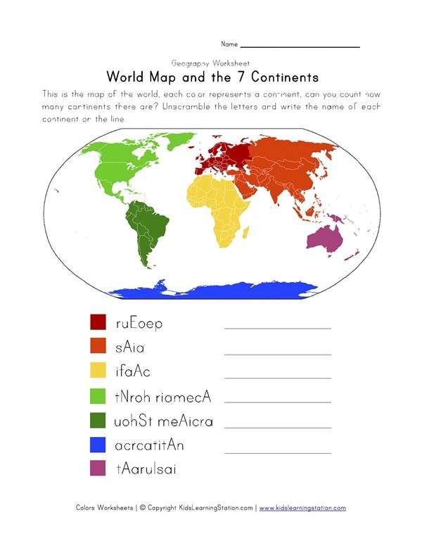7 Continents Worksheet | Free Worksheets Samples