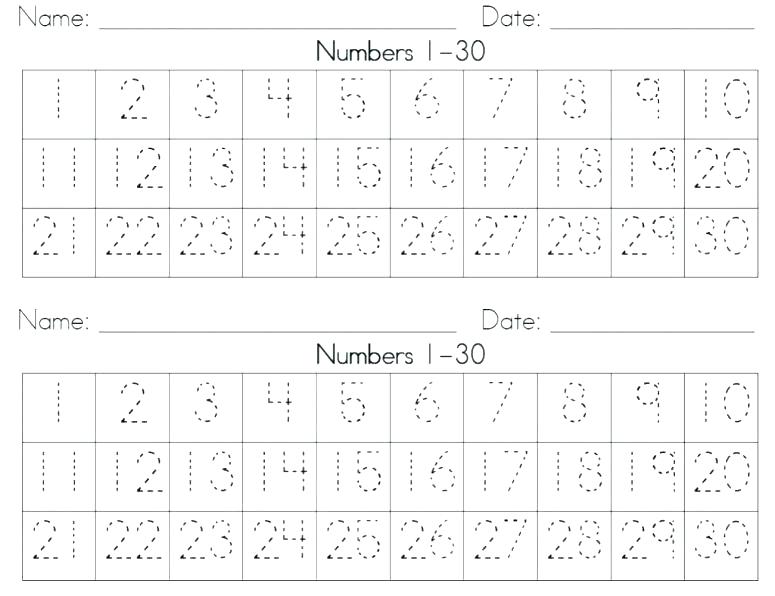 Kindergarten Number Tracing Worksheets 1 Related Small Size | Free ...