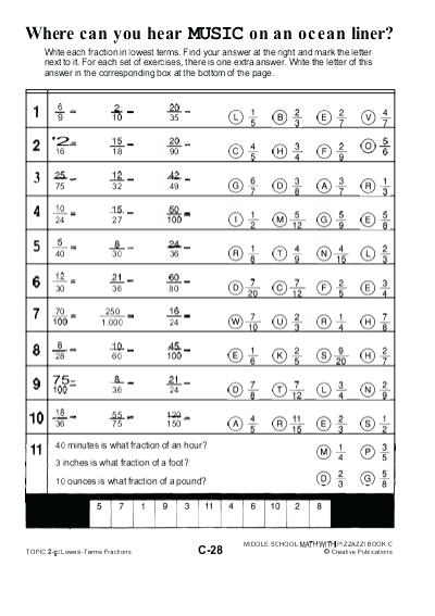 Algebra With Pizzazz Worksheets Printable