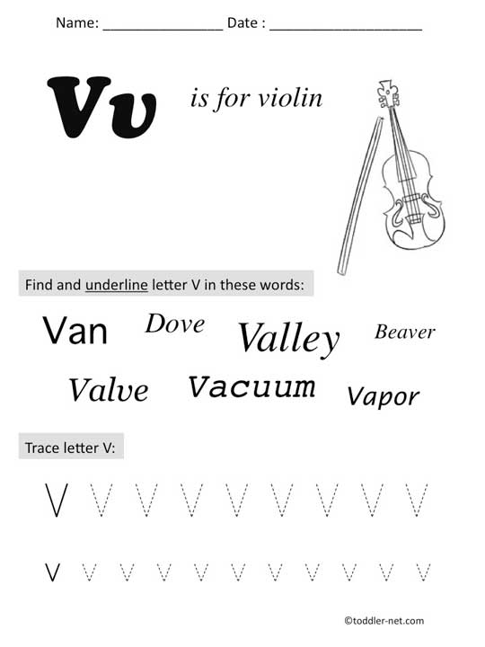 Free Printable Letter V Preschool Worksheet | Free Worksheets Samples