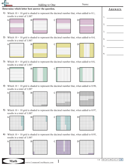 Decimal Grid Worksheets