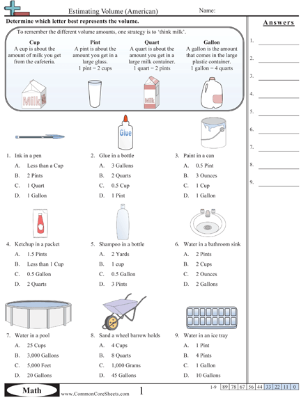 Free Capacity Worksheets~ 30 Printables With Answer Keys Just One ...