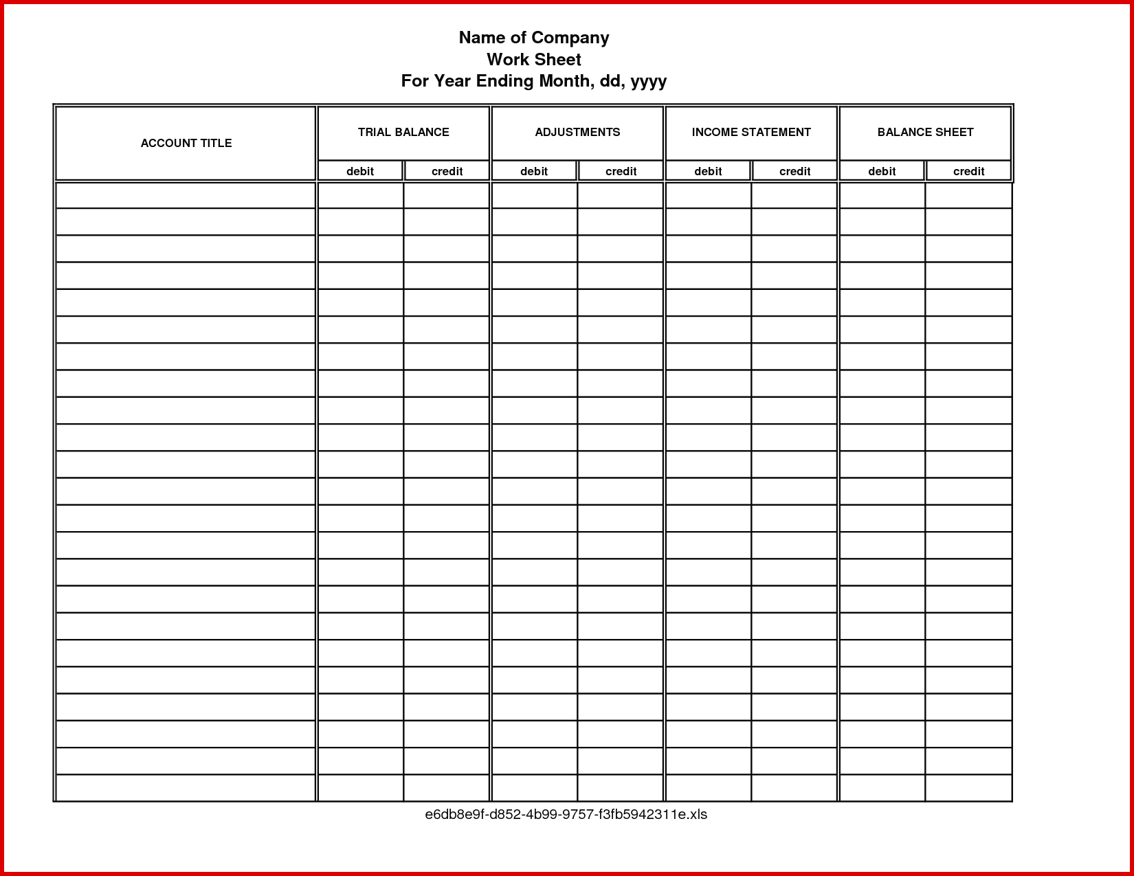 Sample Accounting Worksheets