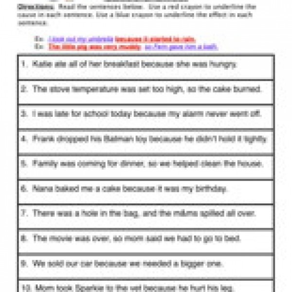 Cause And Effect Worksheets For 6th Grade