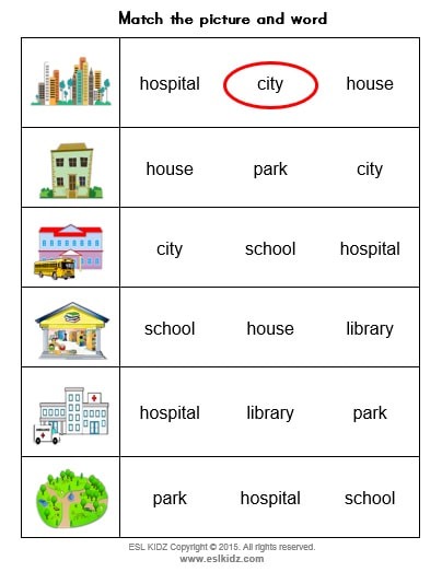 Worksheets Places In School