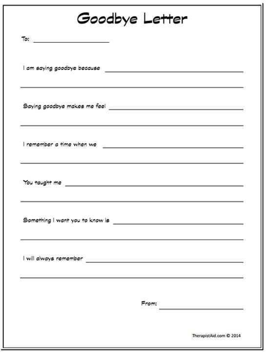 Goodbye Letter (worksheet | Free Worksheets Samples