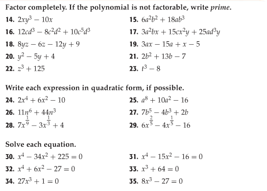 Factoring Practice Worksheets