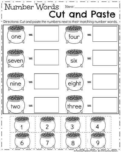 Number Words Worksheets Cut And Paste