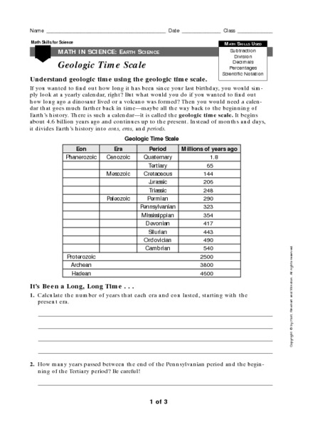 Geological Time Worksheets