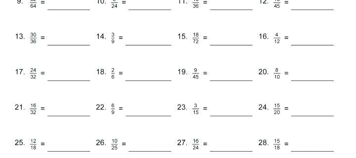 Simplest Form Worksheets 5th Grade