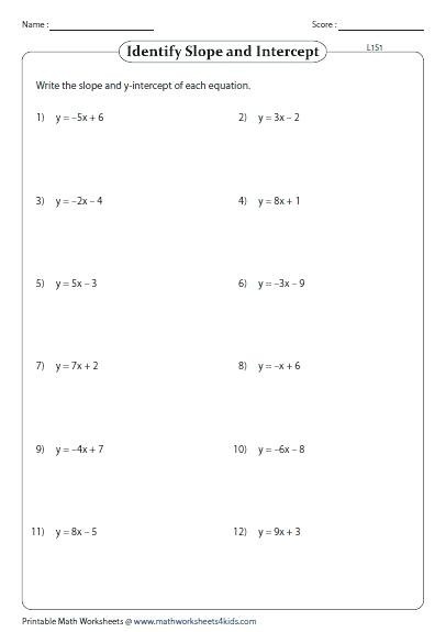 Slope Intercept Form Worksheet With Answers | Free Worksheets Samples