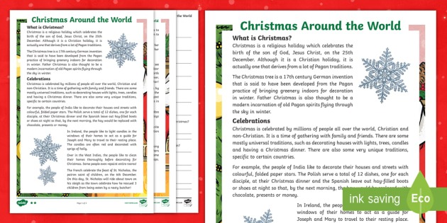 History Of Christmas Worksheets