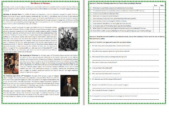 The History Of Christmas | Free Worksheets Samples