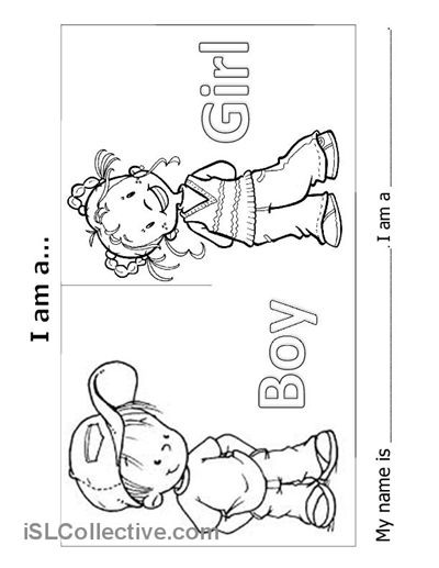 I Am A Boy Worksheets