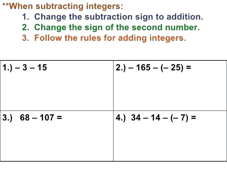 Adding Integers Worksheets Pdf