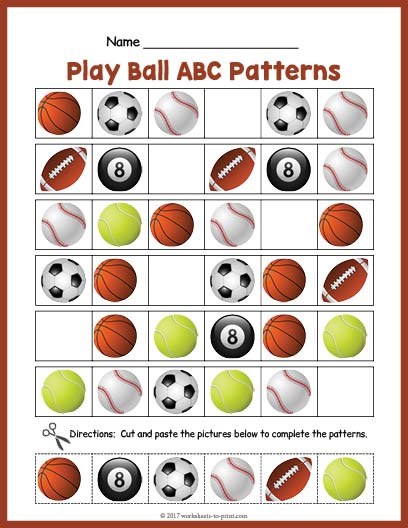 Sports Balls Abc Pattern Worksheet | Free Worksheets Samples