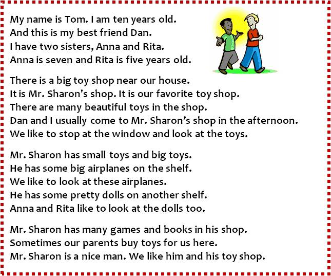 English Exercises Reading Comprehension Toys | Free Worksheets Samples