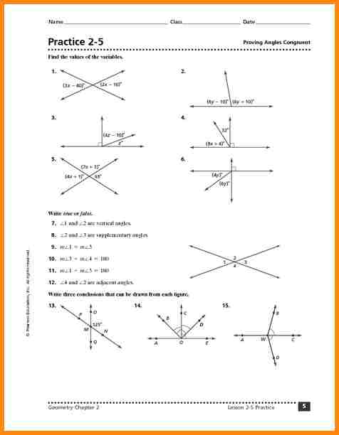 Congruent Angles Worksheet | Free Worksheets Samples