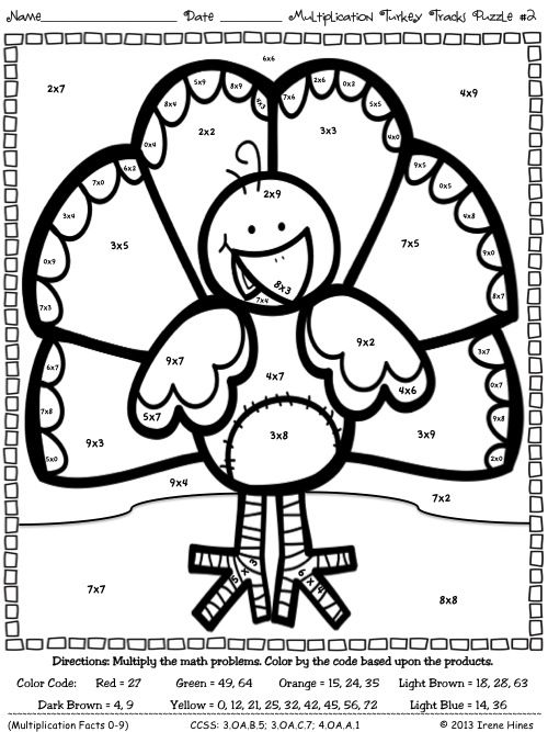 Turkey Multiplication Worksheets